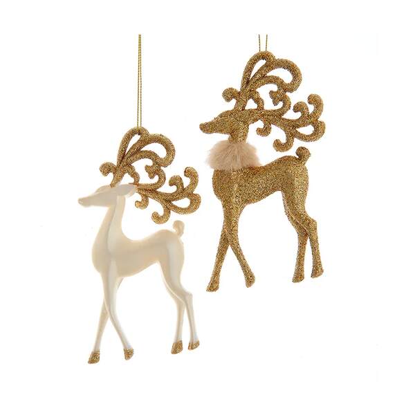 Pearl Gold Glitter Deer Ornament - Item 101129 | The Christmas Mouse