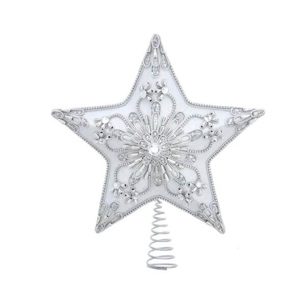 White Silver Star Tree Topper - Item 103659 | The Christmas Mouse