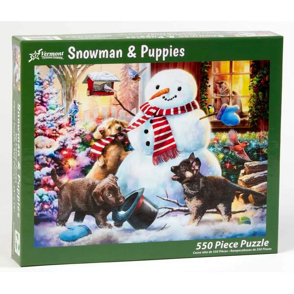 Snowman and Puppies Jigsaw Puzzle - Item 473173 | The Christmas Mouse