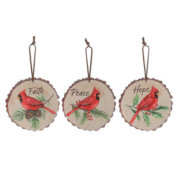 Wood Cardinal Disc Ornament - Item 527158 | The Christmas Mouse