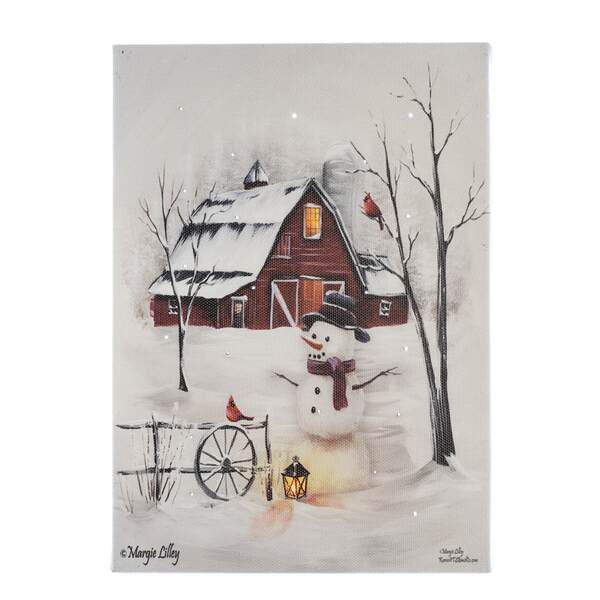 Tabletop Barnyard Snowman Lighted Canvas - Item 558592 | The Christmas ...